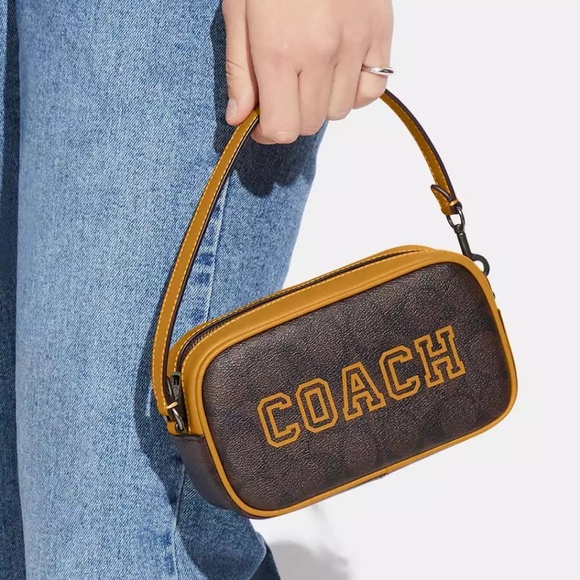 Coach | Bags | Coach Jamie Wristlet In Signature Canvas With Varsity ...